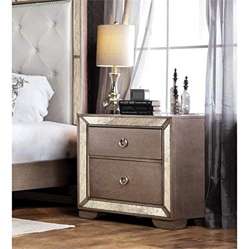 Furniture of America Hanson Modern Victorian Night Stand, One Size, Silver