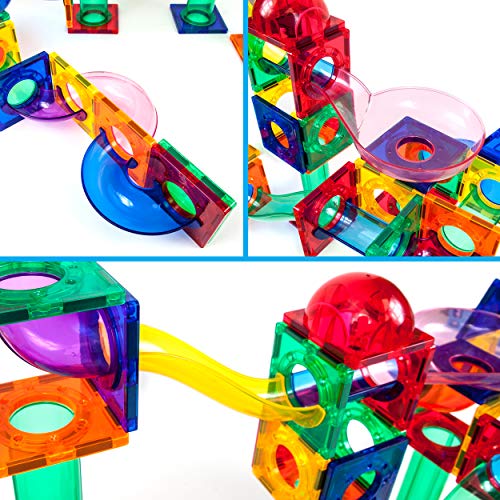 Snapklik.com : 70 PCs Marble Run Maze Race Track Magnetic Tiles Magnet ...