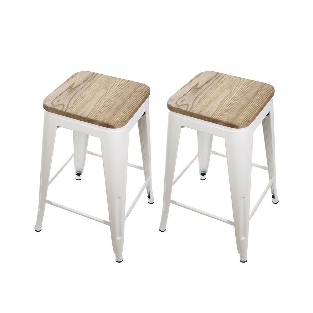 Amazon.com: GIA 24-Inch Backless Counter Height Stool with Wooden Seat ...