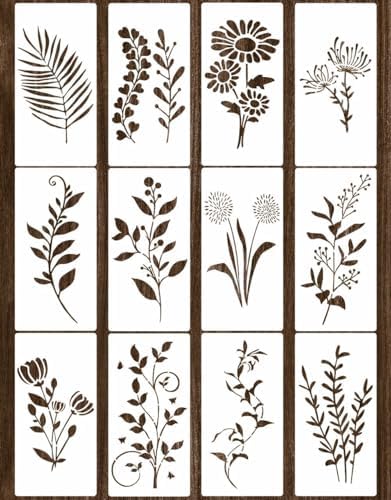 Amazon.com : 18Pcs Wildflower Stencils Flower Leaf Painting Stencils ...