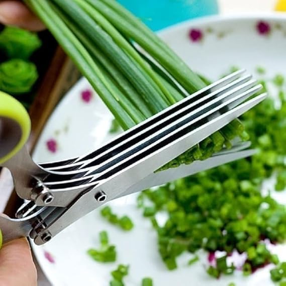 CPHREX Multi-Layers Kitchen Herb Scissors, 5 Blade Kitchen Shears ...