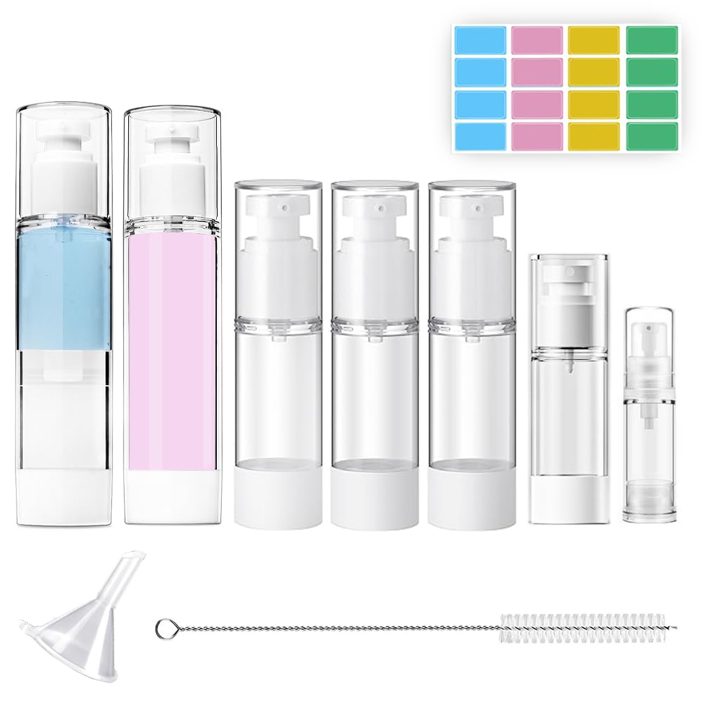 Amazon.com: 7Pcs 1.7oz/1oz/0.5oz Clear Airless Pump Bottles with Funnel ...