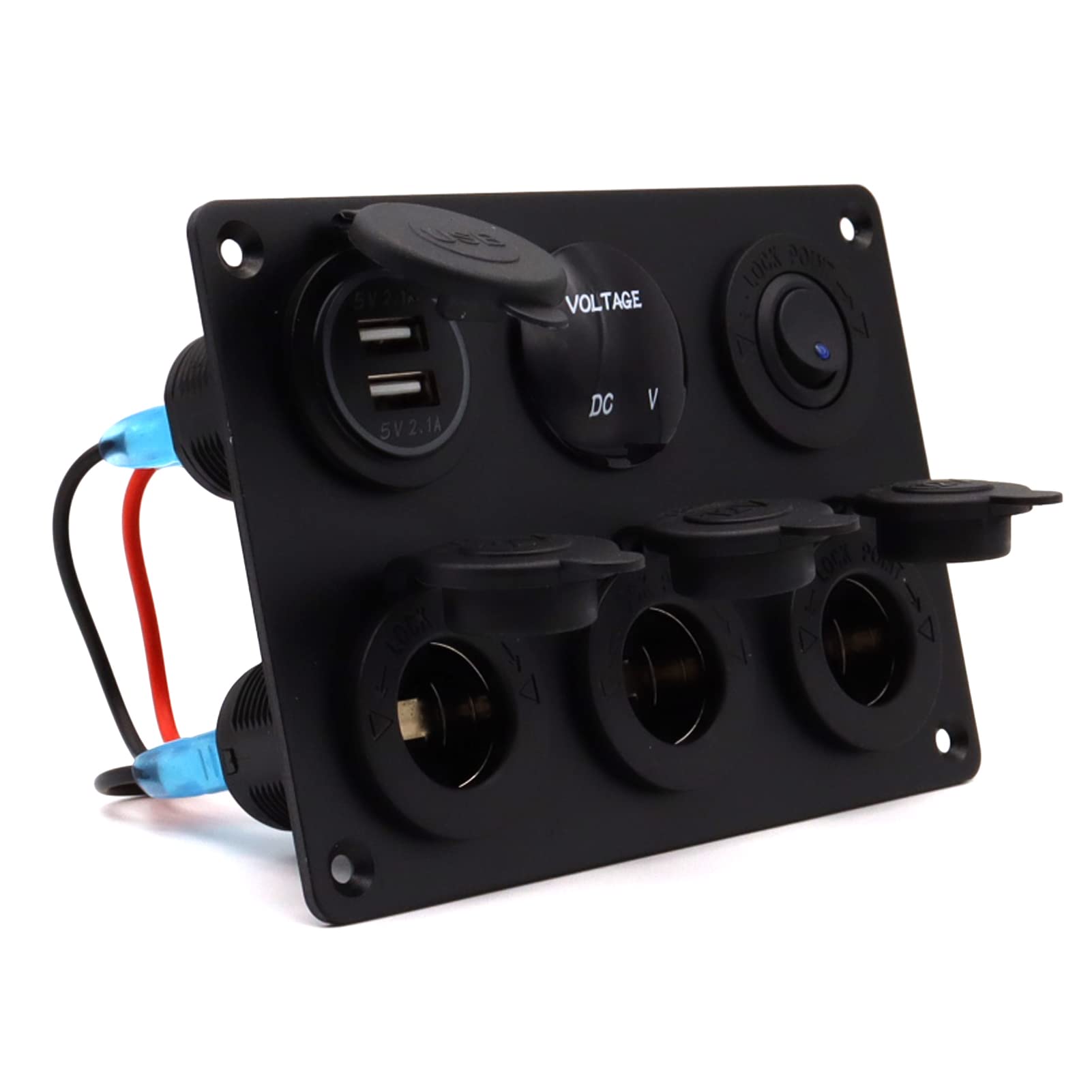 Amazon.com: Dual USB Charger Socket Panel for Car, Waterproof 3-Socket ...