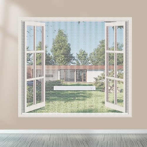 2 Pcs Window Insect Screen Mosquito Net with Zip Opening | 2 Rolls Self ...