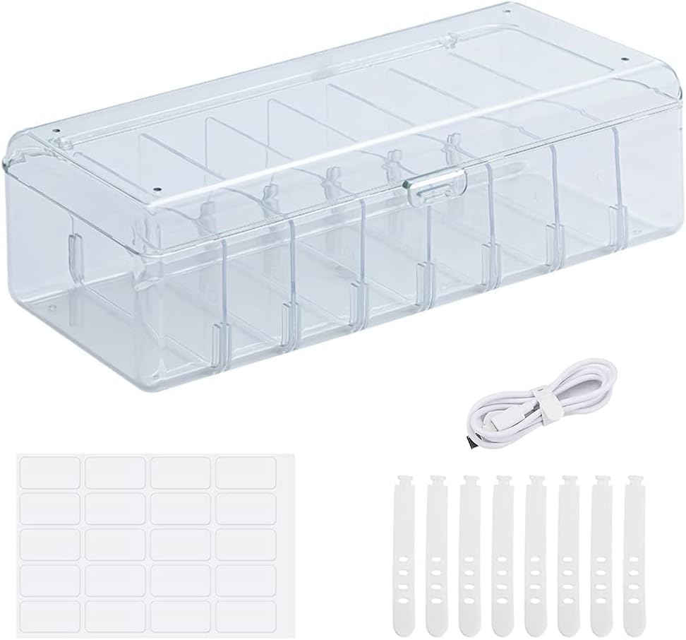 Data Cable Storage Box with 8 Cable Ties, Cable Management Box Hub ...
