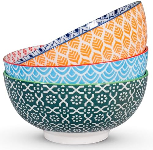 Amazon.com | Baalaka Pasta Bowls 9 Inch, Glass Salad Bowl with double ...