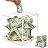 Hojalis Clear Acrylic Money Box, 12x12x12cm Square Savings Box, Break ...