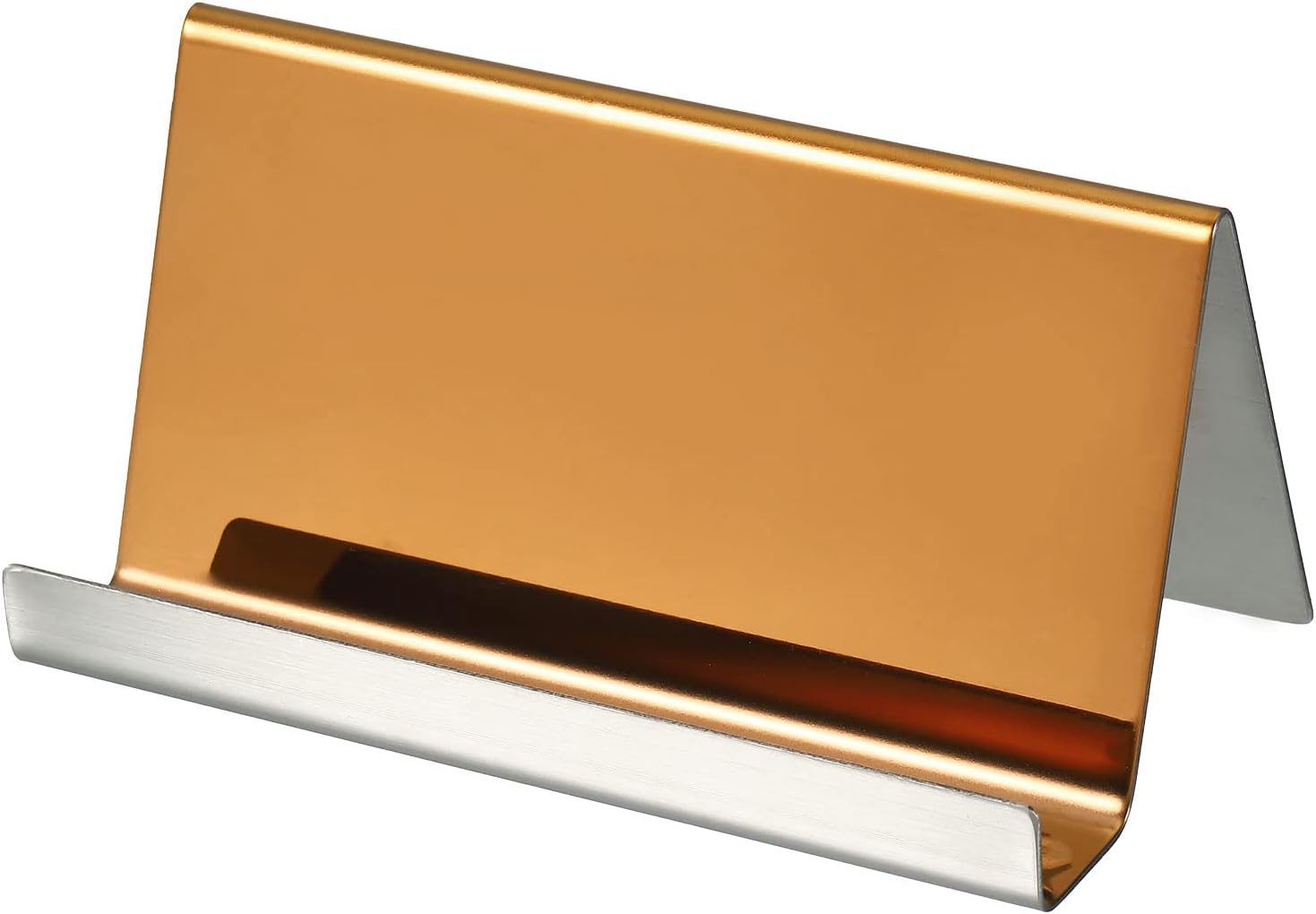 PATIKIL Business Card Holder, Reflective 304 Stainless Steel Desktop ...