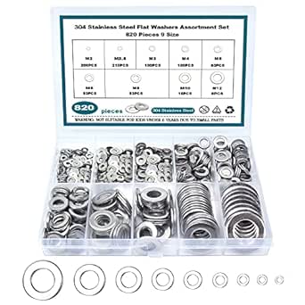 Amazon.com: MAGIDOVE 820 arandelas planas de acero inoxidable, arandela de 9 tamaños para ...