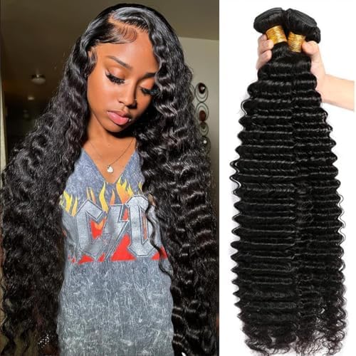 Amazon.com : Deep Wave Bundles Human Hair 100% Unprocessed Virgin 4 ...