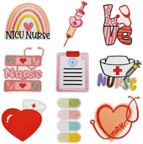 Amazon.com: 48 Pcs Nurse Iron on Patches Nursing Sew Iron on Applique Embroidered Patches Cute ...