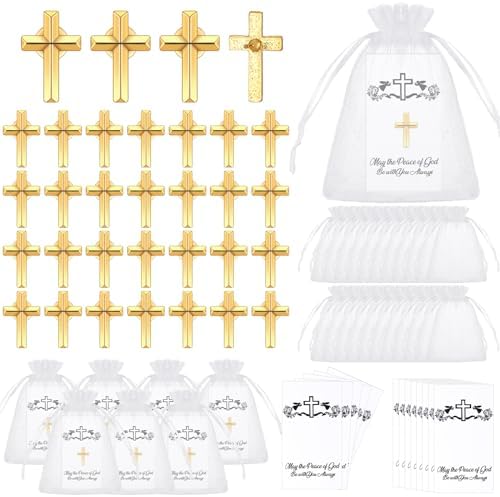 Amazon.com: Zeyune 50 Sets Cross Pins Gifts Gold Cross Pins Bulk Cross ...