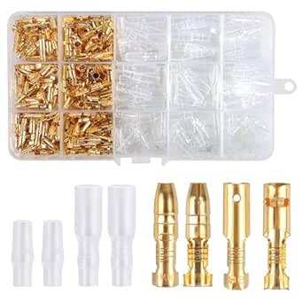 Amazon.co.jp: FINGOOO 400 Pieces Brass Gold Crimp Connection Faston ...