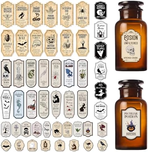 Amazon.com: Halloween Apothecary Bottle Labels - 100 PCS Vintage Potion ...