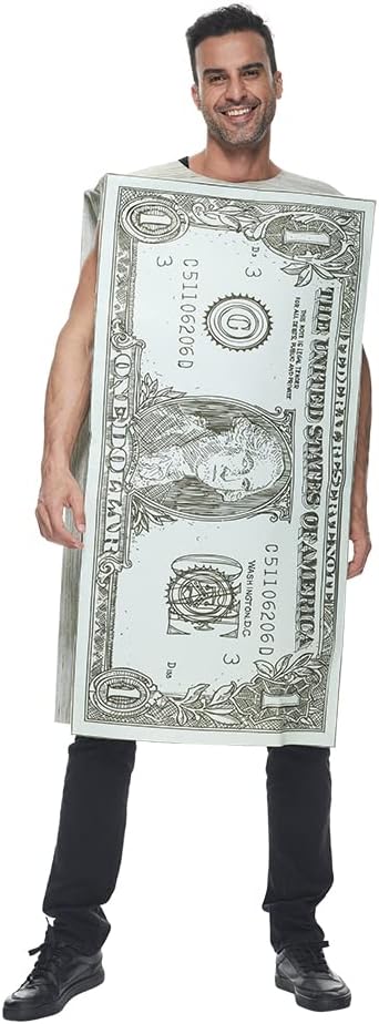 Amazon.com: EraSpooky Adult 1 Dollar Bill Costume Funny Halloween Money ...