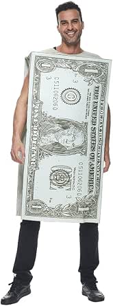 Amazon.com: EraSpooky Adult 1 Dollar Bill Costume Funny Halloween Money ...
