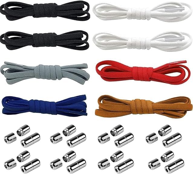 8 Pairs Elastic Shoe Laces, BetterJonny No Tie Shoelaces Elastic ...