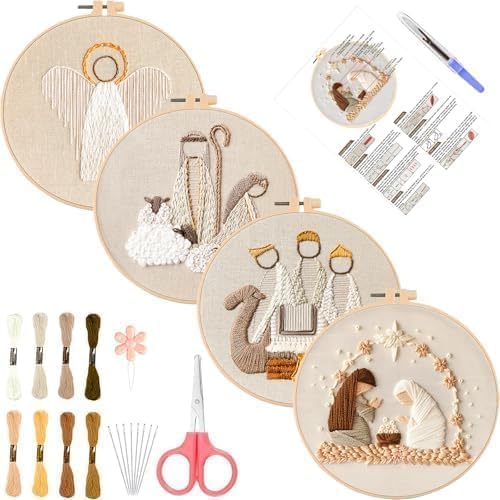 Amazon.com: YOUDRN Nativity Scene Embroidery kit,Christmas Cross Stitch ...