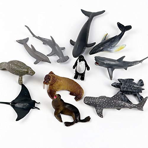 12 Pack Mini Ocean Animal Figures, Plastic Educational Sea - Want It All