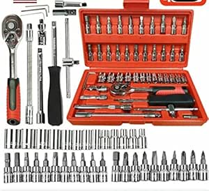ZROOF 46PCS 1/4 inch Drive Socket Set,Metric Ratchet Wrench Set with 4-14mm CR-V Sockets,S2 Bits ...