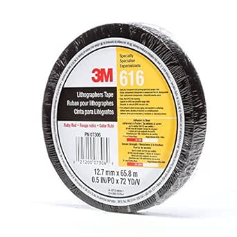 Amazon.co.jp: 3M Lithographers Tape 616 Ruby Red, 1/2 in x 72 yd 2.4 mil by 3M : Industrial ...