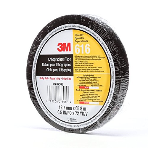 3M Litographers Tape 616, rojo rubí, 1/2" x 72 yardas, 2.4 mil : Amazon.com.mx: Herramientas y ...