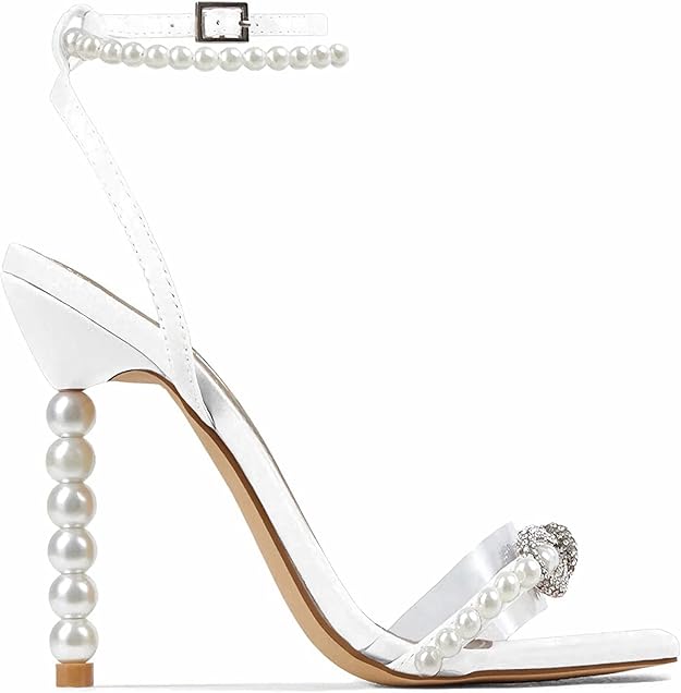 Amazon.com | MissHeel Pearl Heels for Women White Pearl Bow Heels Stiletto Pearl Shoes for Women ...