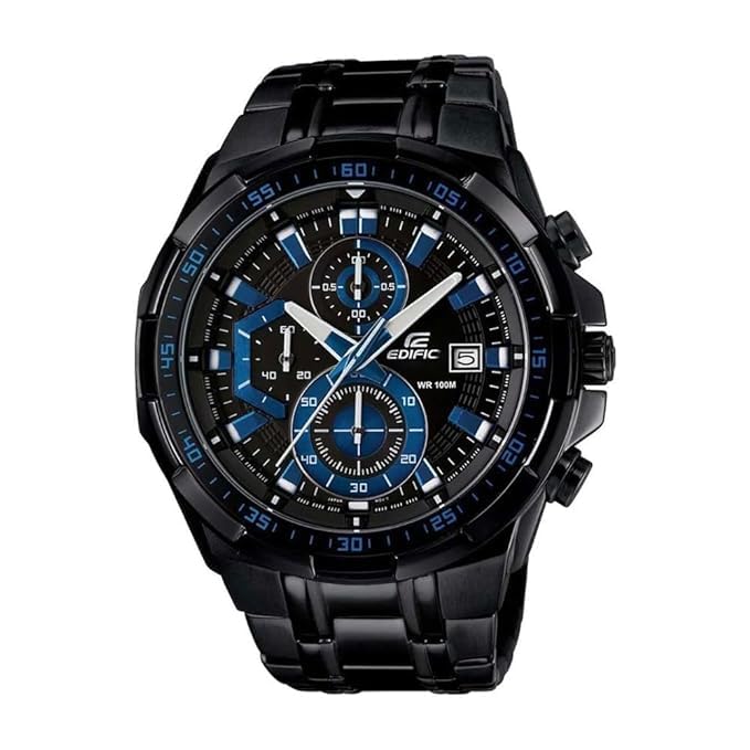 Buy KV Enterprise Edific Full Black Blue Dial Luxury Chronograph Watch ...