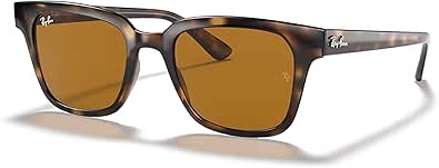 Amazon.com: Ray-Ban RB4323 710/33 51MM Light Havana/Crystal Lens B-15 Brown Square Sunglasses ...