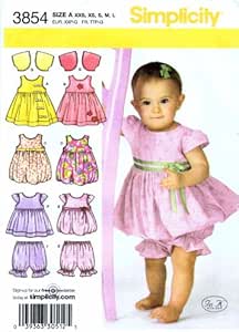 Amazon.com: Simplicity 3854 Sewing Pattern Baby Dress Jumper Top ...