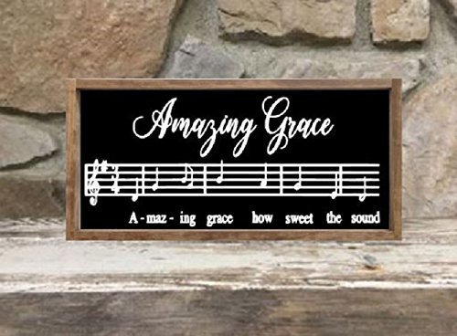 Amazon.com: Amazing Grace sheet music - 12"x24" rustic framed wood sign ...