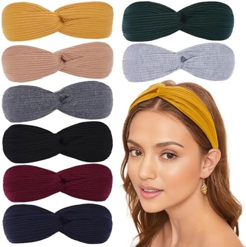 Amazon.com : AQOKKA Elastic Knotted Headbands for Women Wheat Pattern ...