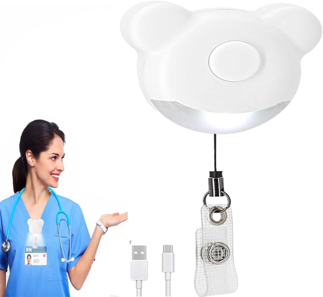 Fllwow Night Shift Nurse Badge Reel Light, Rechargeable Nurse Light ...