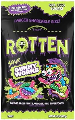 Amazon.com : Rotten Sour Gummy Worms - Low Sugar, Low Calorie, 7g Gut ...