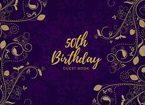 Amazon.com: 50th Birthday Guest Book: An Elegant Purple and Gold Event ...