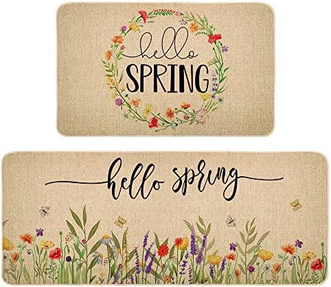 Amazon.com: Xsinufn Spring Farmhouse Kitchen Rugs and Mats Set of 2 ...