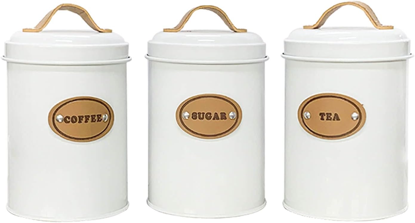 Amazon.com: Rustic Vintage Food Safe Tin Canister Set Newsprint Home ...