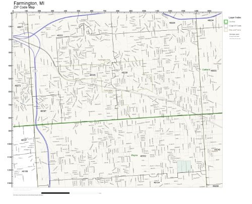 ZIP Code Wall Map of Farmington, MI ZIP Code Map Laminated: Amazon.com ...
