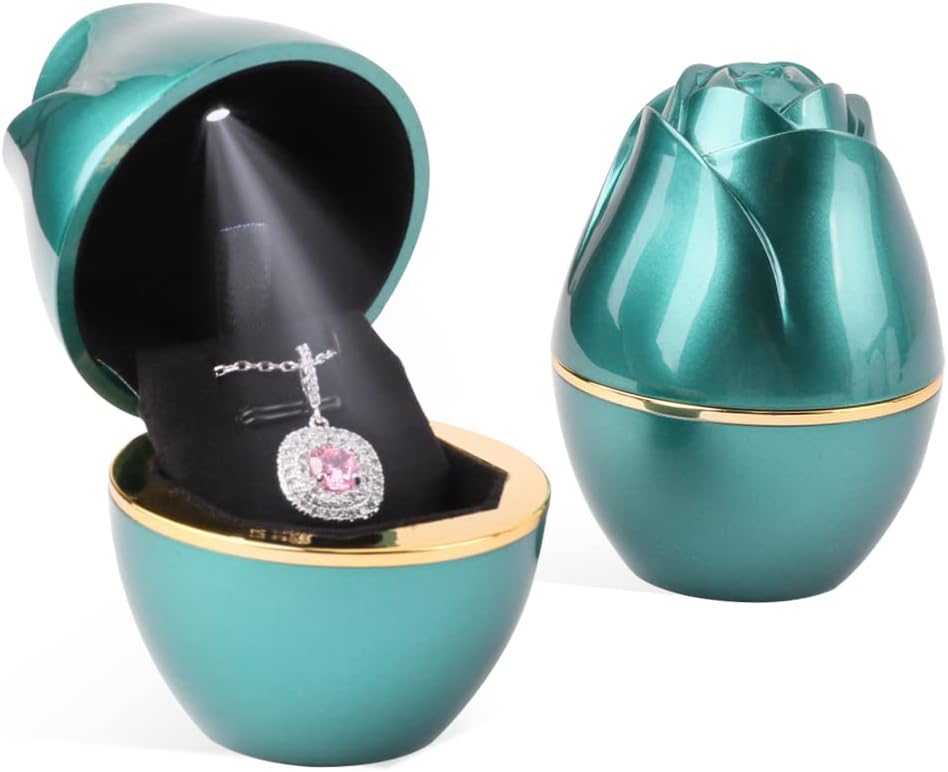 Amazon.com: Rolin Roly Green Pendant Box with LED Light Rose Jewelry ...