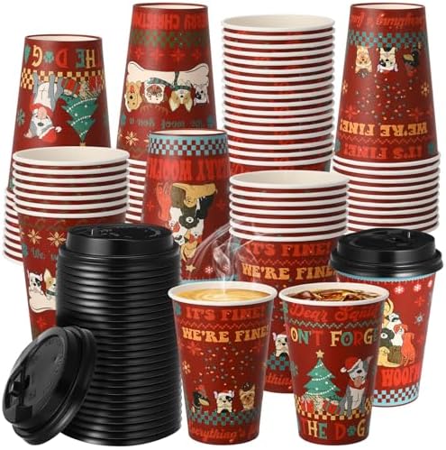 Amazon.com: Sliner 80 Pcs Christmas Disposable Coffee Cups with Lids 12 ...