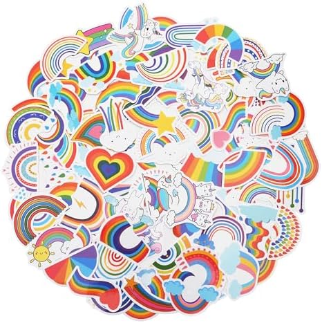Amazon.com: 100 Pack Rainbow Stickers, Rainbow Party Favors, Birthday ...