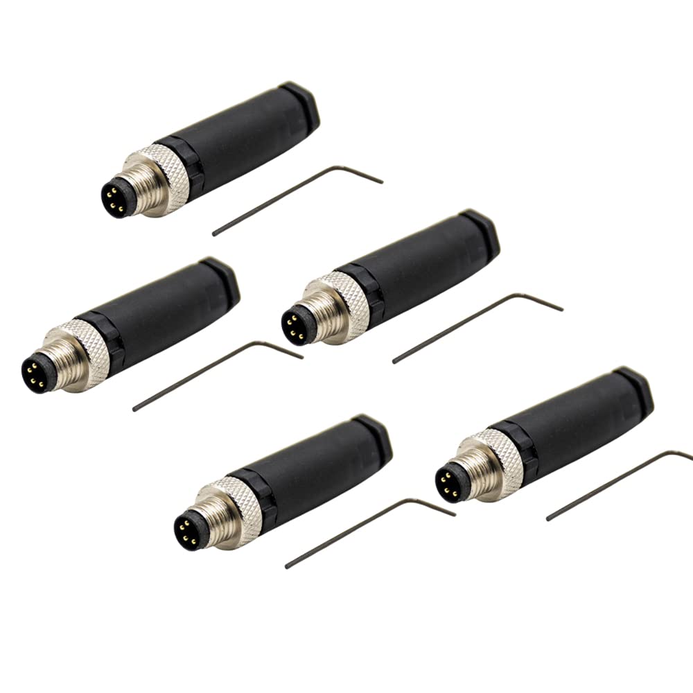 Amazon.com: 5PCS M8 4 Pin Connector Field Wireable A Coding Industrial ...