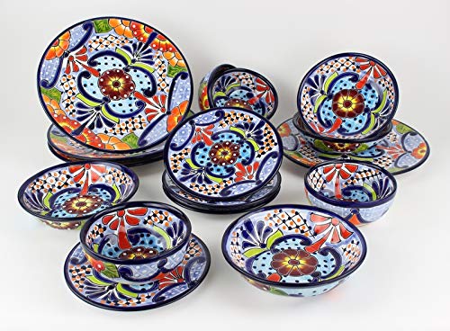 Buy Talavera Dinnerware Set 16 piece, Mexican Style Dishware Set ...