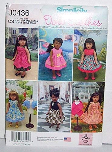 Amazon.com: Simplicity J0436 Sewing Pattern for 18 inch dolls clothes ...