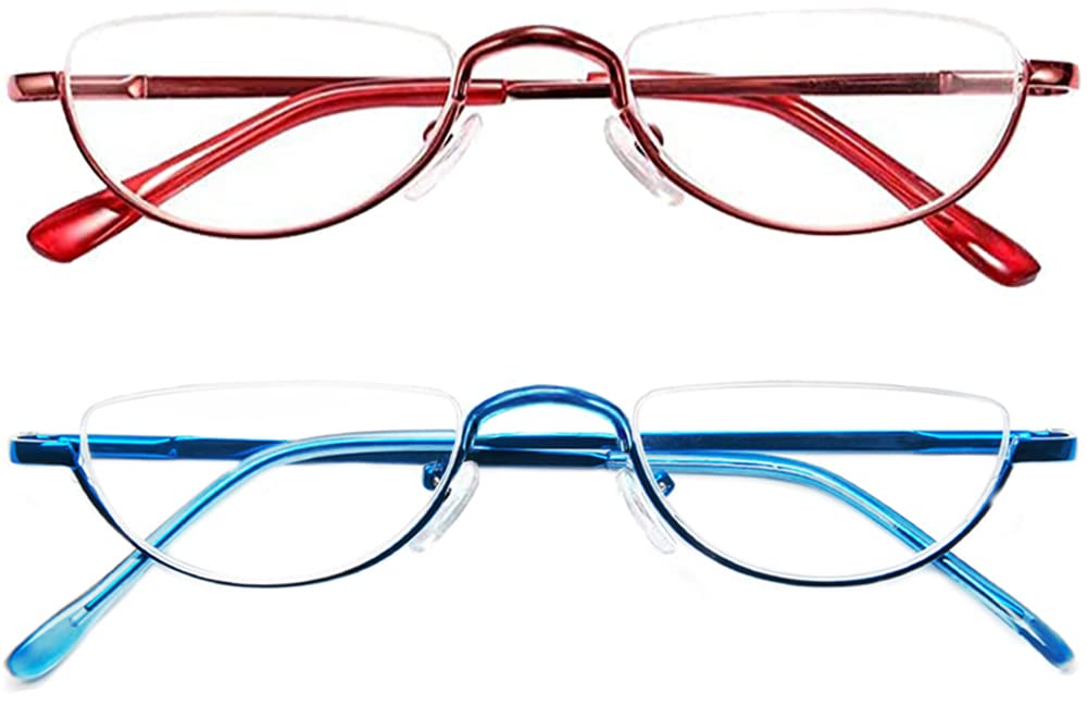 Snapklik.com : REAVEE 2 Pack Retro Designer Half Frame Reading Glasses ...
