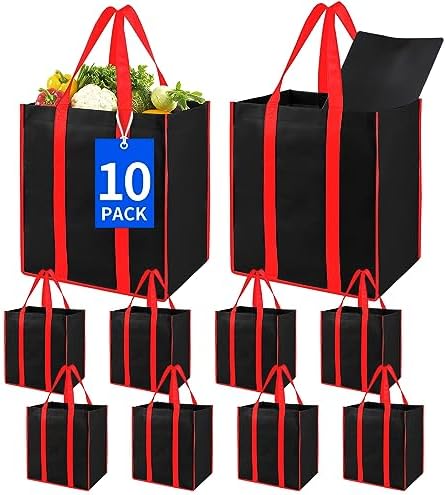 Amazon.com: Bodaon 10Pk Collapsible Kitchen Reusable Grocery Bags with ...