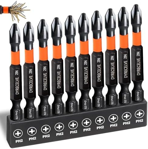 10-Pack Phillips Bits #2 Impact, 2-Inch Magnetic Phillips Head Drill ...