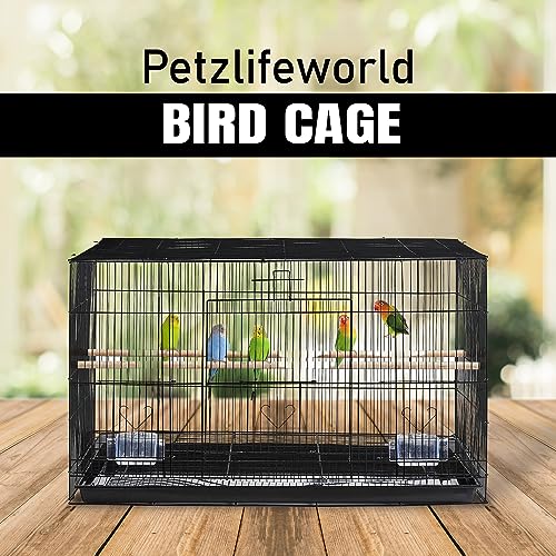 VAYINATO Iron 2 Feet (24 Inch) Black Color Birds Cage For Budgies ...