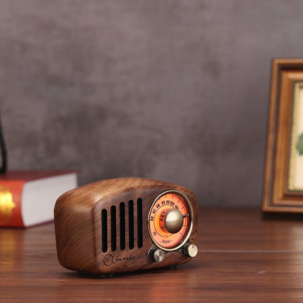 Vintage Style Radio Retro Antique Wood Walnut Full Range Sangean