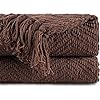 Amazon.com: BATTILO HOME Dark Brown Throw Blanket for Couch, Knitted ...